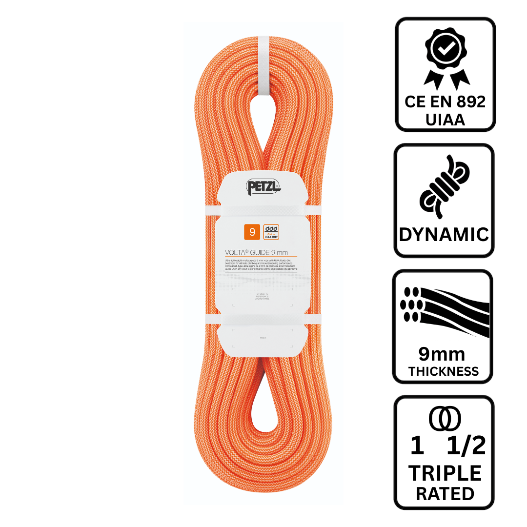 Petzl VOLTA GUIDE Dry-Treated 9mm Rope - Single/Half/Twin - Dynamic ...